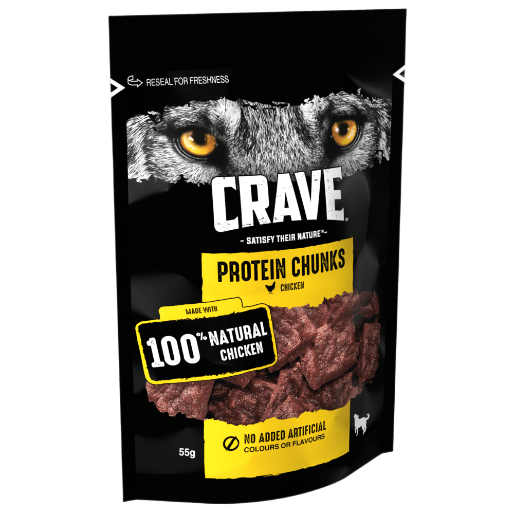 Crave Natural Grain Free Protein Chunks Adult Dog Treat Chicken 55g