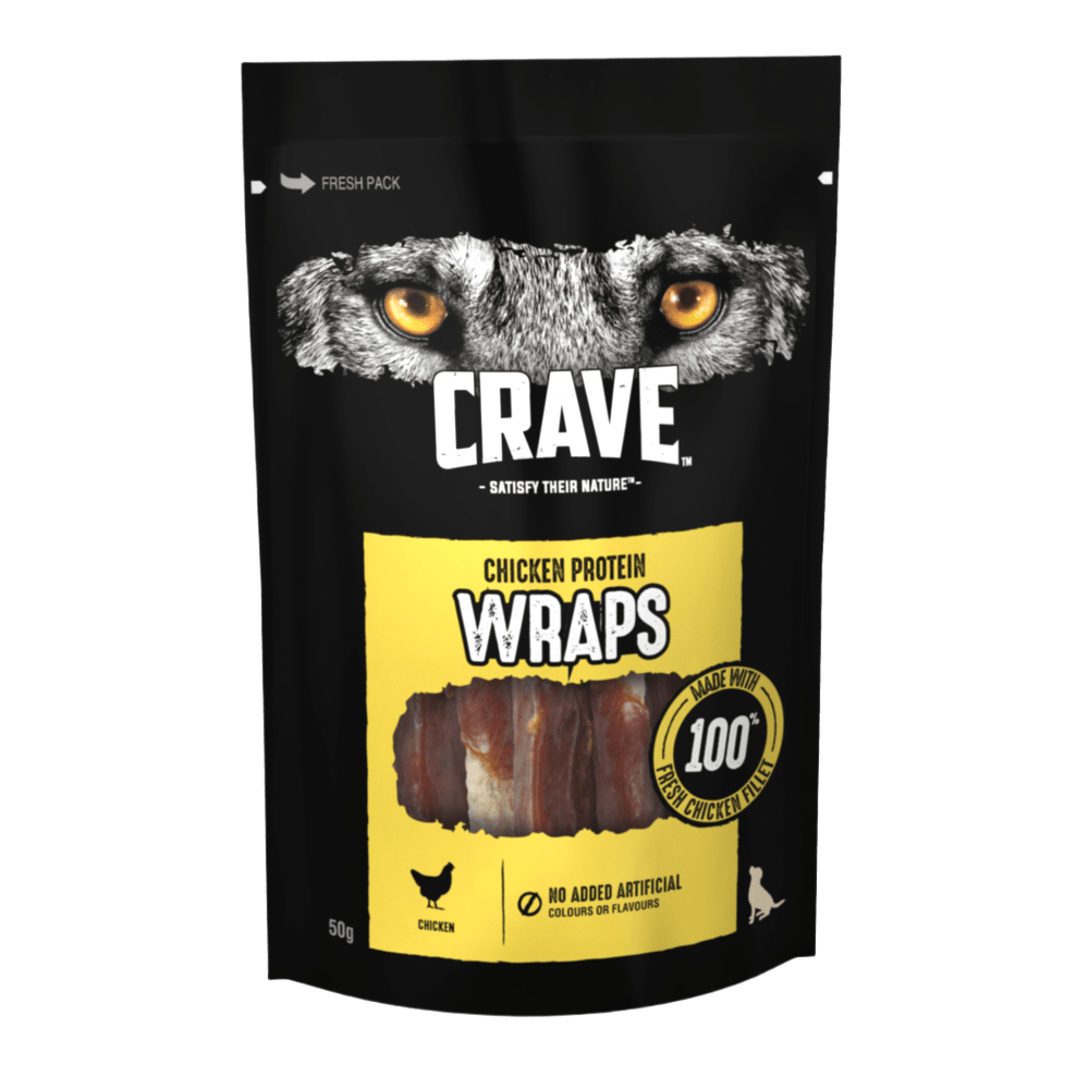 Crave Natural Grain Free Wrap Adult Dog Treats Chicken 50g
